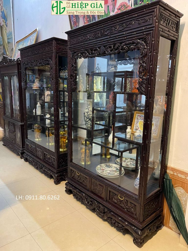 Tủ Rượu Trúc Nho Gỗ Gụ - Tủ Bày Đồ | Đồ Gỗ Hiệp Gia